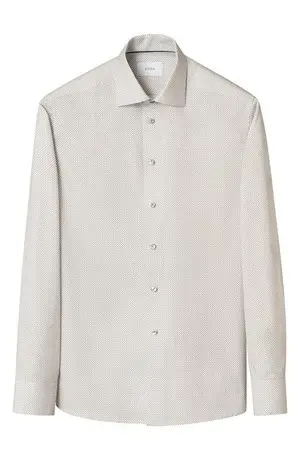 Eton Slim Fit Geometric Print Dress Shirt - Light Grey