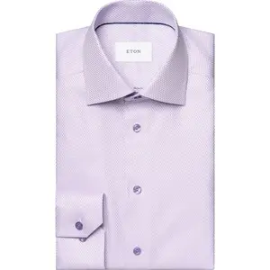 Eton Contemporary Fit Textured Solid Dress Shirt - Light Purple