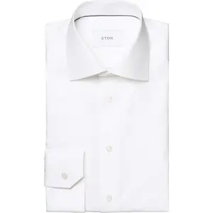 Eton Contemporary Fit Textured Solid Dress Shirt - White