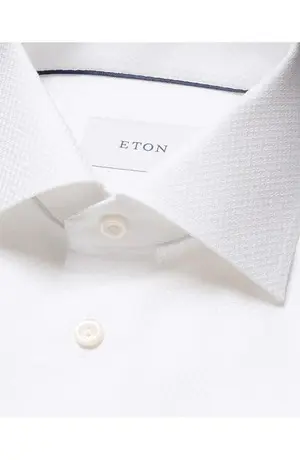 Eton Contemporary Fit Textured Solid Dress Shirt - White