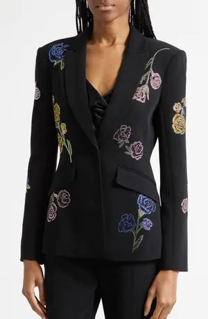 Cinq À Sept Floral Ribbons Diamante Crepe Jacket