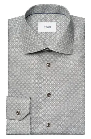 Eton Contemporary Fit Print Dress Shirt - Medium Blue
