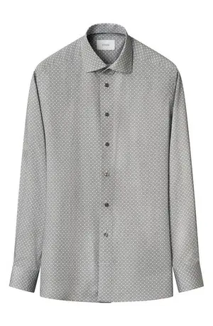Eton Contemporary Fit Print Dress Shirt - Medium Blue