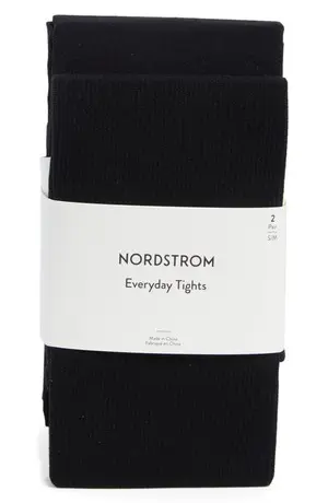 Nordstrom Assorted 2-pack Sheer Rib & Opaque Tights - Black