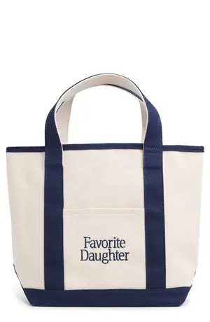 FAVORITE DAUGHTER Small Logo Embroidered Canvas Tote