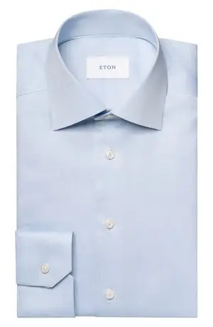 Eton Slim Fit Twill Dress Shirt - Light Blue
