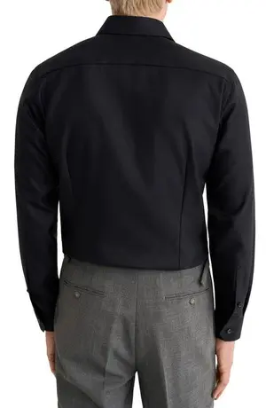 Eton Slim Fit Diagonal Weave Dress Shirt - Black