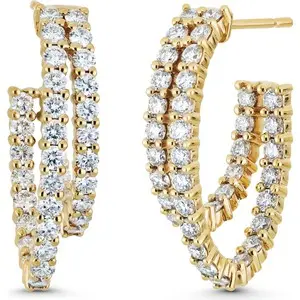 Bony Levy 18k Gold Audrey Diamond Double Hoop Earrings - Yellow