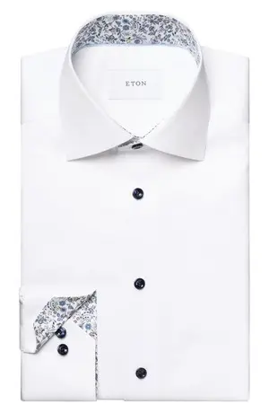 Eton Contemporary Fit Twill Dress Shirt - White