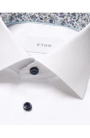 Eton Contemporary Fit Twill Dress Shirt - White