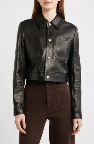 FRAME The Crop Leather Jacket