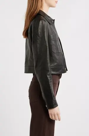 FRAME The Crop Leather Jacket