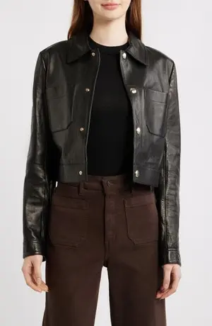 FRAME The Crop Leather Jacket