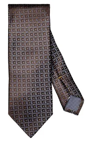 Eton Pine Paisley Silk Jacquard Tie - Medium Brown