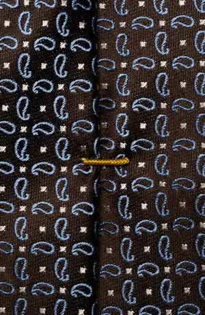 Eton Pine Paisley Silk Jacquard Tie - Medium Brown