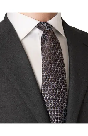 Eton Pine Paisley Silk Jacquard Tie - Medium Brown
