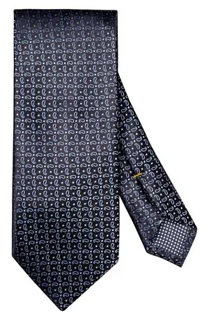 Eton Pine Paisley Silk Jacquard Tie Navy
