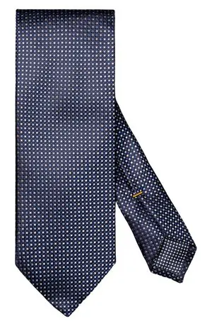 Eton Geometric Silk Jacquard Tie - Navy