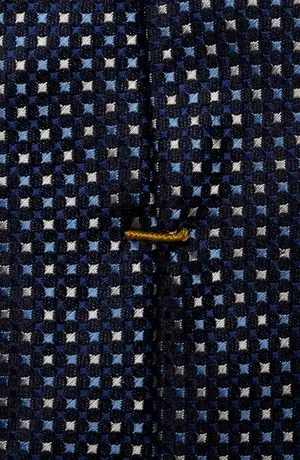 Eton Geometric Silk Jacquard Tie - Navy