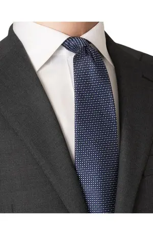 Eton Geometric Silk Jacquard Tie - Navy