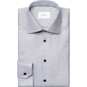 Eton Contemporary Fit Houndstooth Dress Shirt - Navy