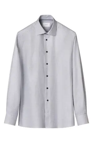 Eton Contemporary Fit Houndstooth Dress Shirt - Navy