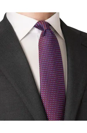 Eton Diamond Silk Jacquard Tie - Medium Red