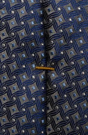 Eton Medallion Silk Jacquard Neck Tie - Light Grey