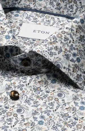 Eton Slim Fit Floral Dress Shirt - Dark Blue