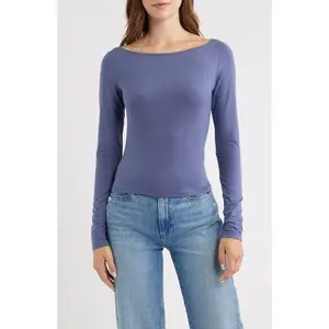 REFORMATION Wiley Long Sleeve Knit Top - Blue Iris