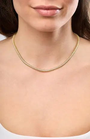Bony Levy 18k Gold Florentine Diamond Tennis Necklace
