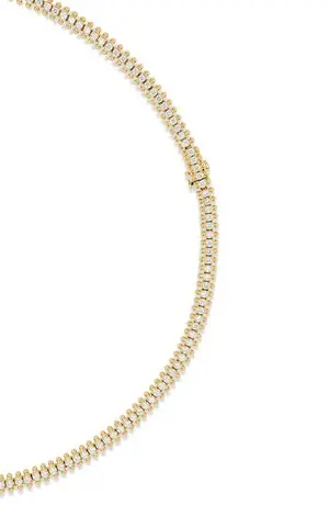 Bony Levy 18k Gold Florentine Diamond Tennis Necklace