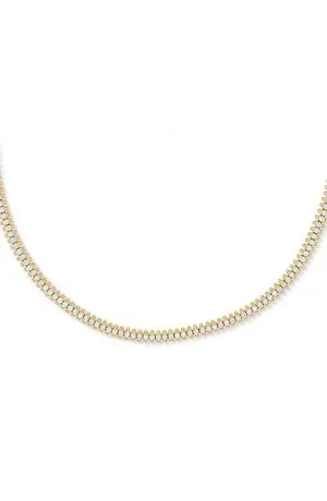 Bony Levy 18k Gold Florentine Diamond Tennis Necklace