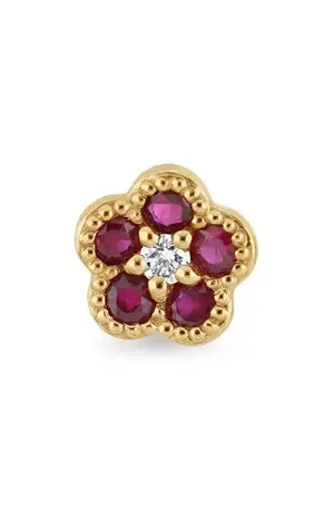 Bony Levy El Mar Diamond & Gemstone Flower Stud Earrings - 18k Yellow Gold/ruby