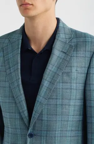 Emporio Armani Green Windowpane Check Sport Coat