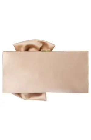 OLGA BERG Chloe Satin Tie Front Clutch - Natural