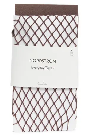 Nordstrom Assorted 2-pack Whalenet & Opaque Tights - Brown Seal