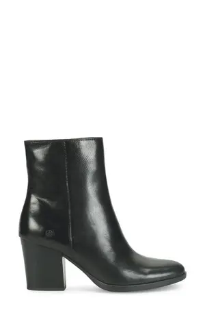 BØRN Elina Block Heel Bootie - Black Leather