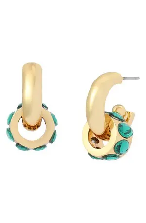 Kurt Geiger Rondelle Huggie Hoop Drop Earrings - Green
