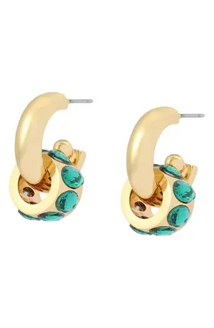 Kurt Geiger Goldtone Rondelle Hoop Drop Earrings - Green