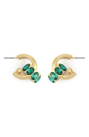 Kurt Geiger Goldtone Rondelle Hoop Drop Earrings - Green
