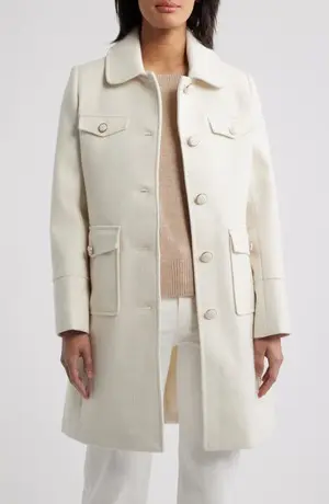 CECE DUPRAZ Textured Flap Pocket Coat - Ivory