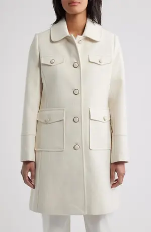CECE DUPRAZ Textured Flap Pocket Coat - Ivory