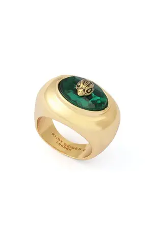 Kurt Geiger Bezel Stone Cocktail Ring - Green