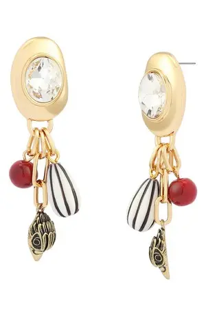 Kurt Geiger Bezel Stone Charm Drop Earrings - Gold Multi