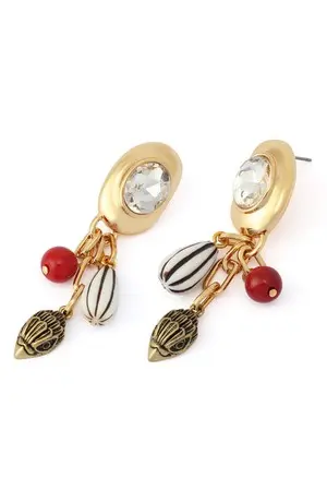 Kurt Geiger Bezel Stone Charm Drop Earrings
