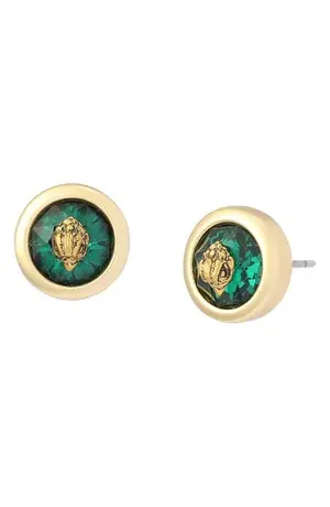 Kurt Geiger Round Stone Stud Earrings Green