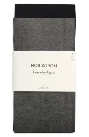 Nordstrom Everyday Assorted 2-pack Sheer & Opaque Tights - Black