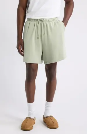 ELWOOD Relaxed Fit Garment-washed Sweat Shorts - Sage