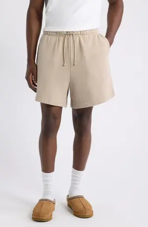 ELWOOD Relaxed Fit Garment-washed Sweat Shorts - Tan
